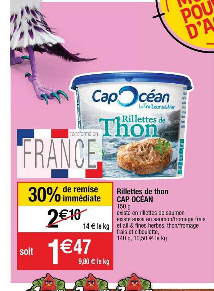 Promo Rillettes De Thon Cap Océan 30% De Remise Immédiate chez Cora ...