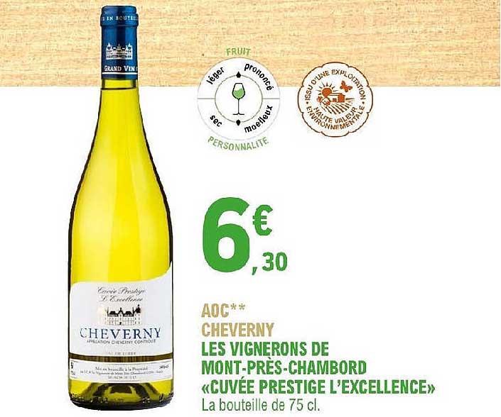 Promo Aoc Cheverny Les Vignerons De Mont-près-chambord «cuvée Prestige ...