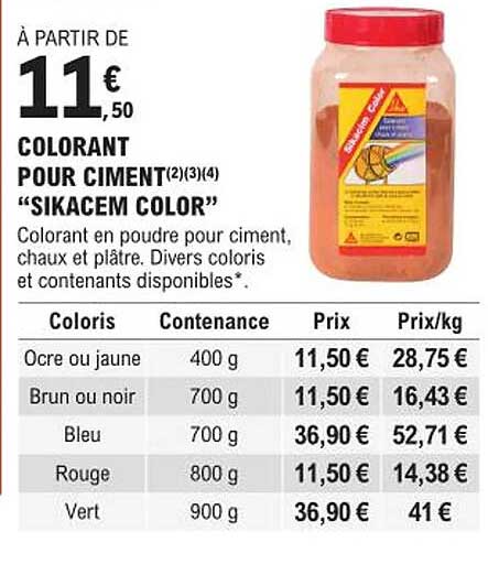 Promo Colorant Pour Ciment "sikacem Color" chez E.Leclerc Brico ...
