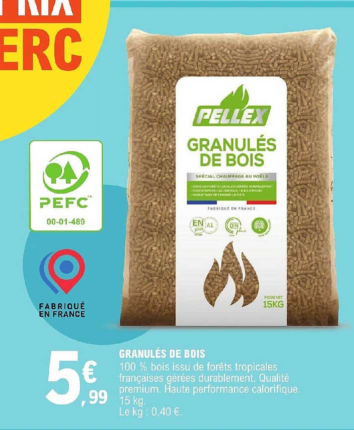 Promo Granulés De Bois Pellex chez E.Leclerc - iCatalogue.fr
