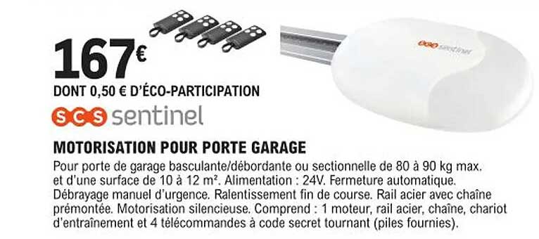 Promo Motorisation Pour Porte Garage Scs Sentinel chez E.Leclerc Brico ...
