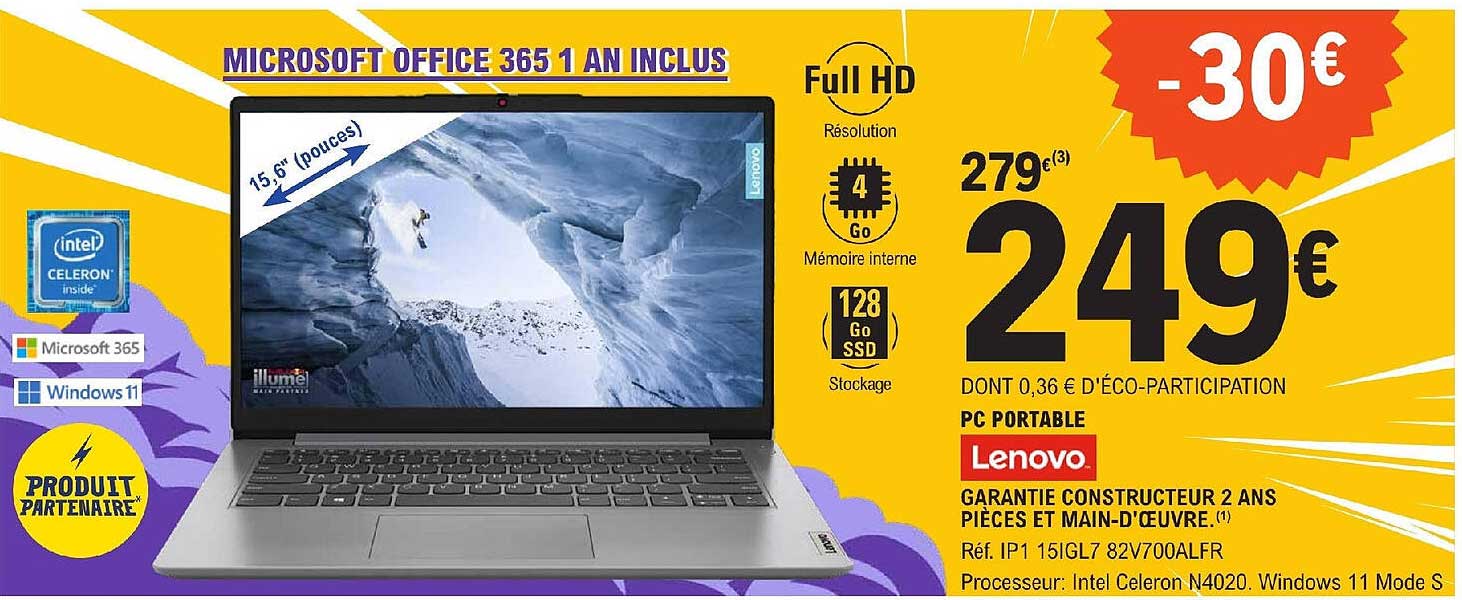 Promo Pc Portable Lenovo chez E.Leclerc - iCatalogue.fr