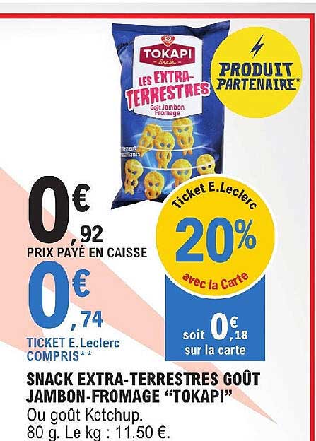 Promo Snack Extra-terrestres Goût Jambon-fromage "tokapi" chez E ...