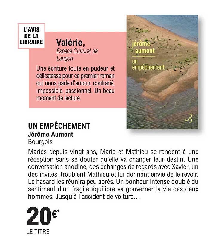 Promo Un Empêchement - Jérôme Aumont chez E.Leclerc - iCatalogue.fr