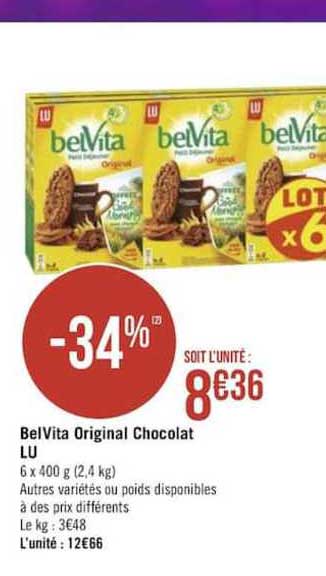 Promo Belvita Original Chocolat Lu chez Géant Casino - iCatalogue.fr