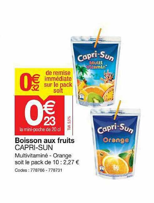 Offre Boisson Aux Fruits Capri-sun chez Promocash