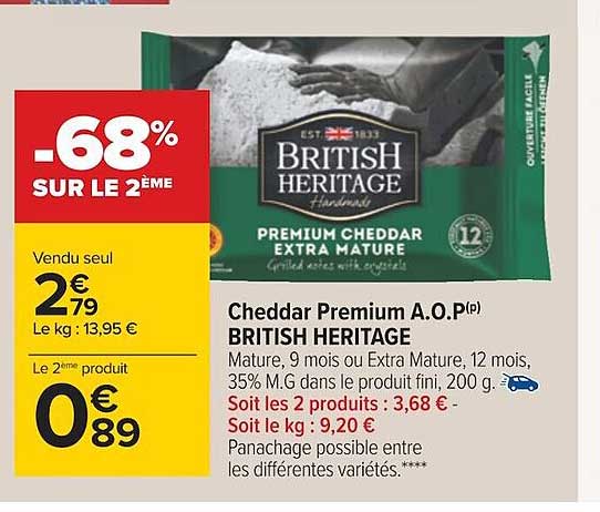 Offre Cheddar Aop Affine 9 Mois British Héritage chez Hyper U