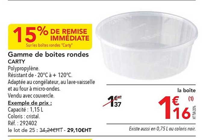 Promo Gamme De Boîtes Rondes Carty chez METRO - iCatalogue.fr