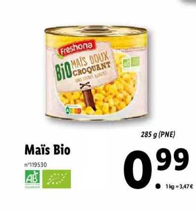 Promo Maïs Bio Freshona chez Lidl - iCatalogue.fr