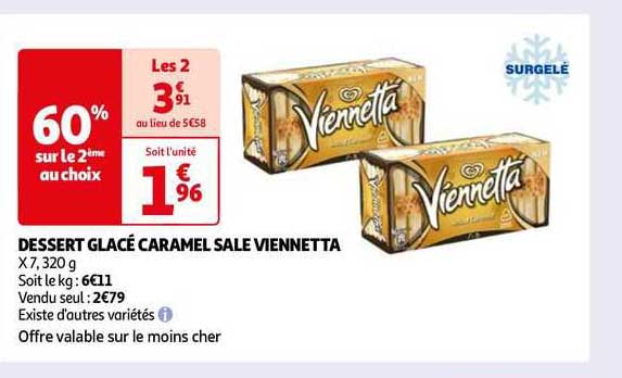 Promo Dessert Glacé Caramel Salé Viennetta chez Auchan - iCatalogue.fr