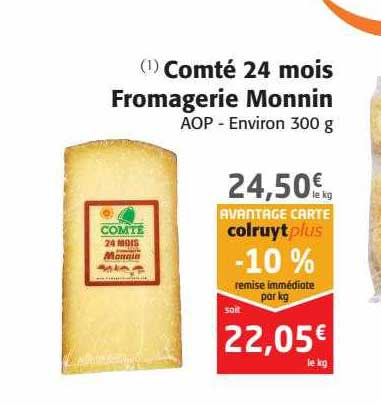 Promo Comté 24 Mois Fromagerie Monnin chez Colruyt - iCatalogue.fr