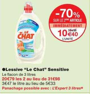 Promo Lessive "le Chat" Sensitive chez Monoprix - iCatalogue.fr
