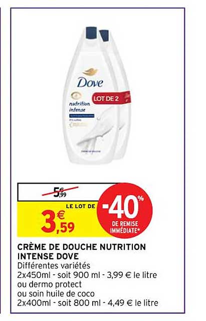 Promo Crème De Douche Nutrition Intense Dove chez Intermarché Contact ...