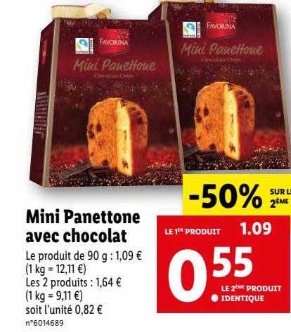 Promo Mini Panettone Avec Chocolat Favorina chez Lidl - iCatalogue.fr