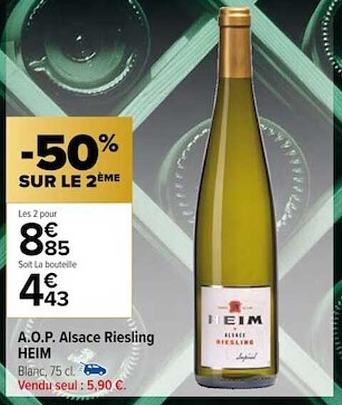 Promo A.o.p. Alsace Riesling Heim chez Carrefour - iCatalogue.fr