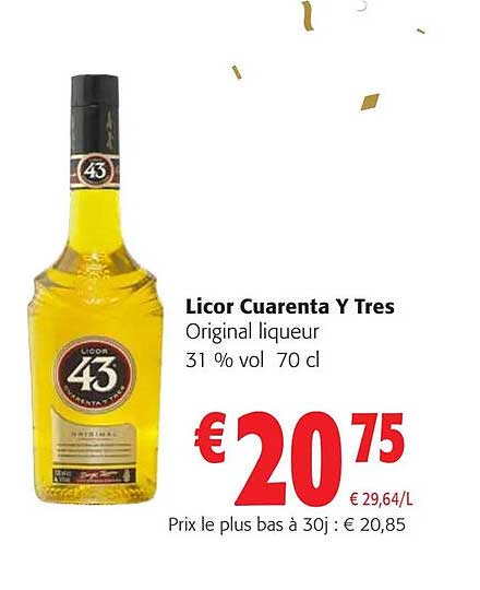 Promo Licor Cuarenta Y Tres Original Liqueur chez Colruyt - iCatalogue.fr