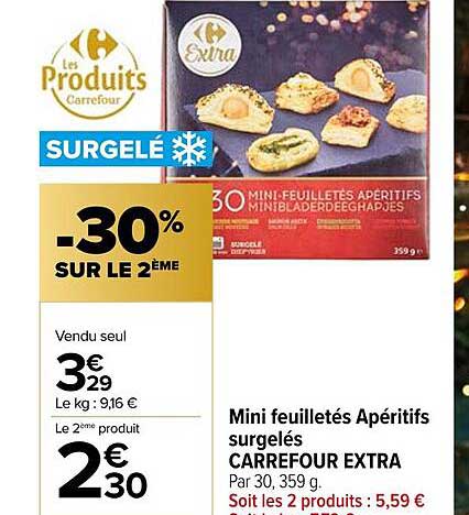 Promo Mini Feuilletés Apéritifs Surgelés Carrefour Extra chez Carrefour ...