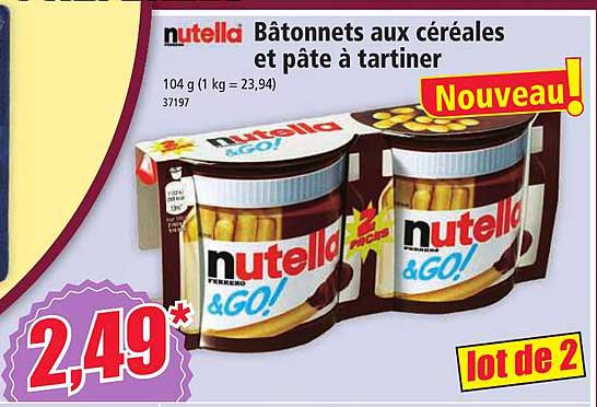 Promo Nutella Bâtonnets Aux Céréales Et Pâte à Tartiner chez Norma ...