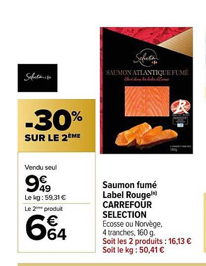 Promo Saumon Fumé Label Rouge Carrefour Sélection chez Carrefour Market ...