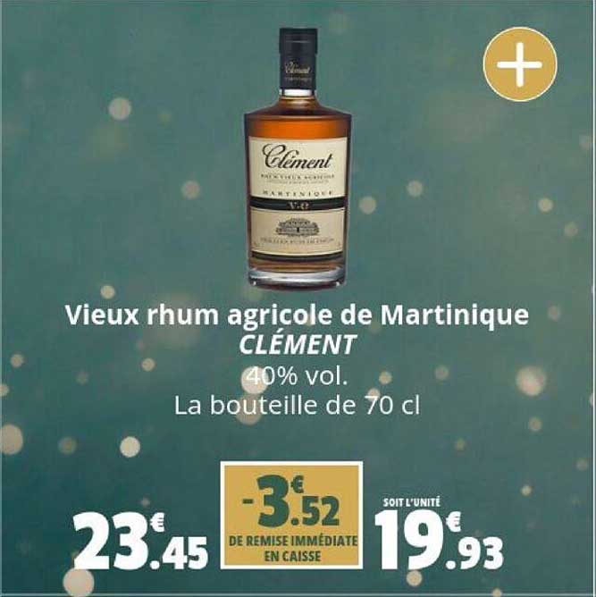 Promo Vieux Rhum Agricole De Martinique Clément chez Coccinelle Express ...