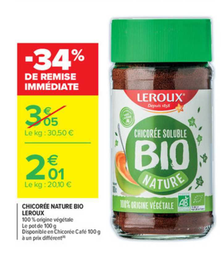 Promo Chicorée Nature Bio Leroux chez Carrefour Market - iCatalogue.fr