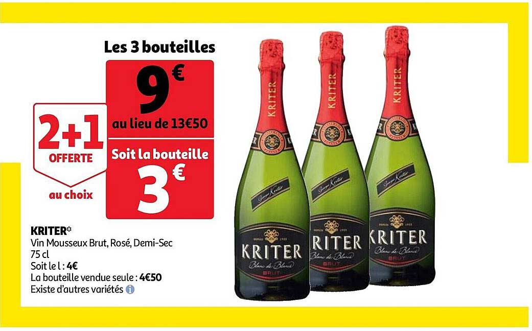 Promo Kriter Vin Mousseux Brut chez Auchan - iCatalogue.fr