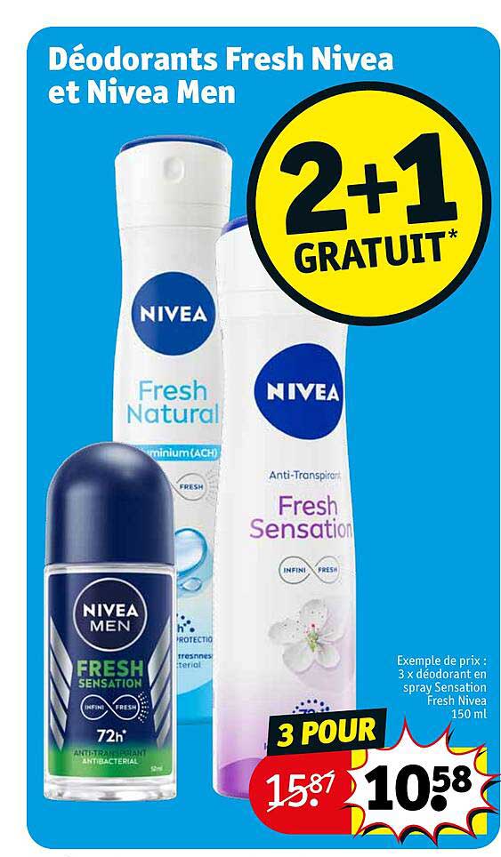 Promo Déodorants Fresh Nivea Et Nivea Men chez Kruidvat - iCatalogue.fr