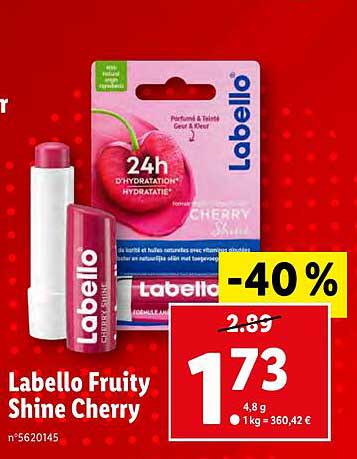 Promo Labello Fruity Shine Cherry chez Lidl - iCatalogue.fr