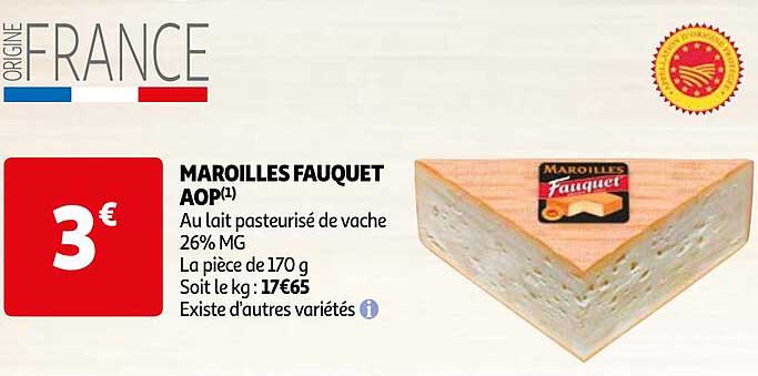 Promo Maroilles Fauquet Aop chez Auchan - iCatalogue.fr