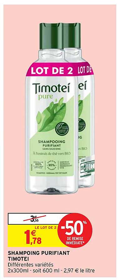 Promo Shampoing Purifiant Timotei chez Intermarché Hyper - iCatalogue.fr