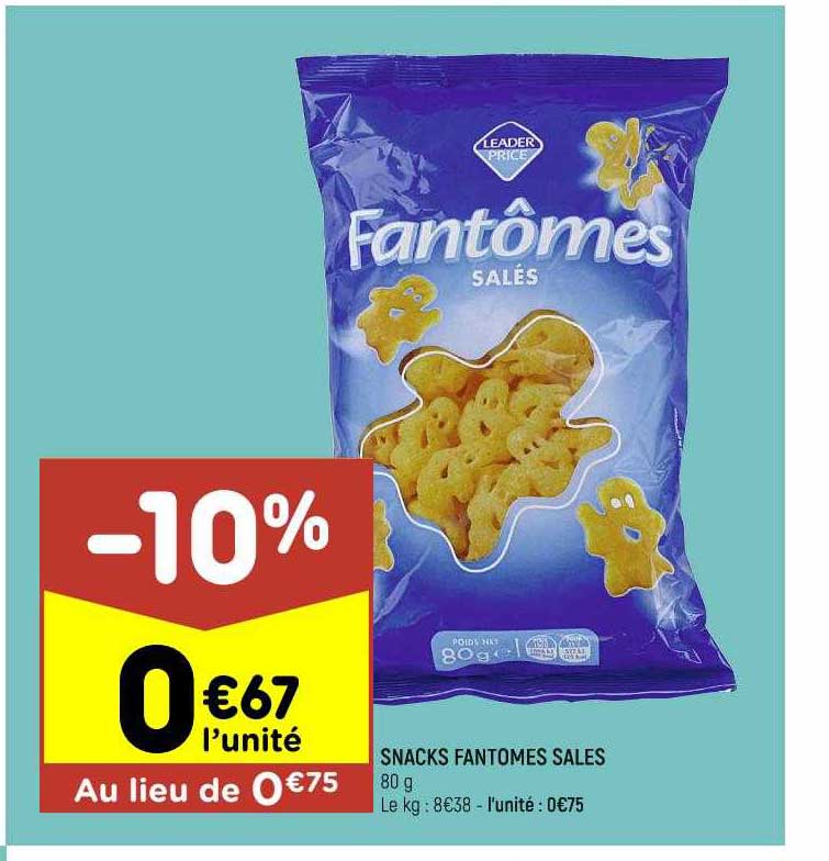 Promo Snacks Fantômes Salés chez Leader Price - iCatalogue.fr