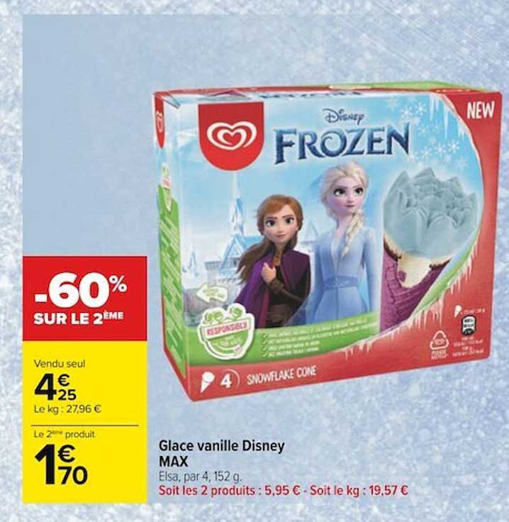 Promo Glace Vanille Disney Max chez Carrefour - iCatalogue.fr