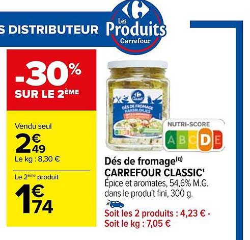 Promo Dés De Fromage Carrefour Classic' chez Carrefour - iCatalogue.fr