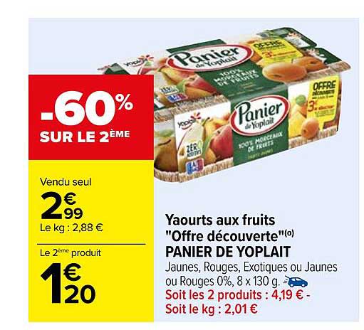 Promo Yaourts Aux Fruits "offre Découverte" Panier De Yoplait chez ...