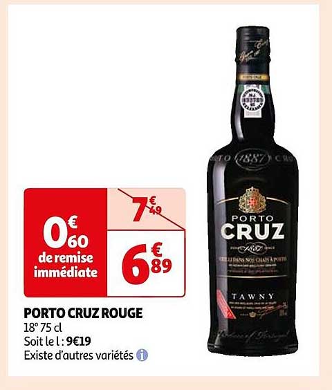 Promo Porto Cruz Rouge chez Auchan - iCatalogue.fr