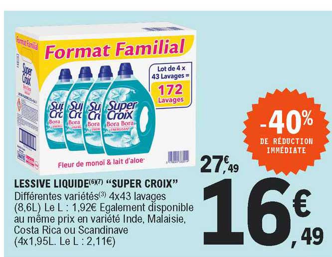 Promo Lessive Liquide "super Croix" chez E.Leclerc - iCatalogue.fr