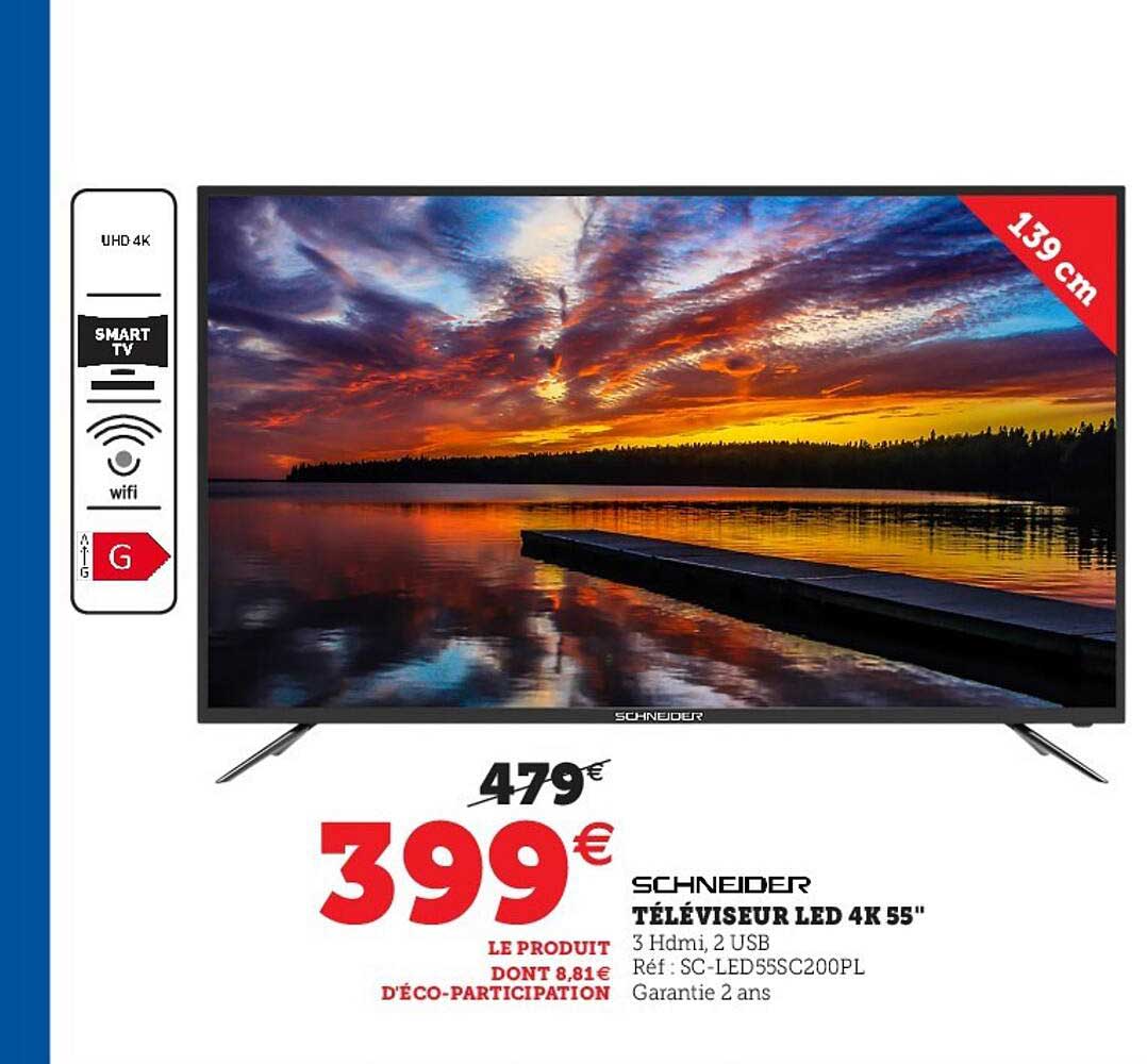 Promo Téléviseur Led 4k 55" Schneider chez Hyper U - iCatalogue.fr
