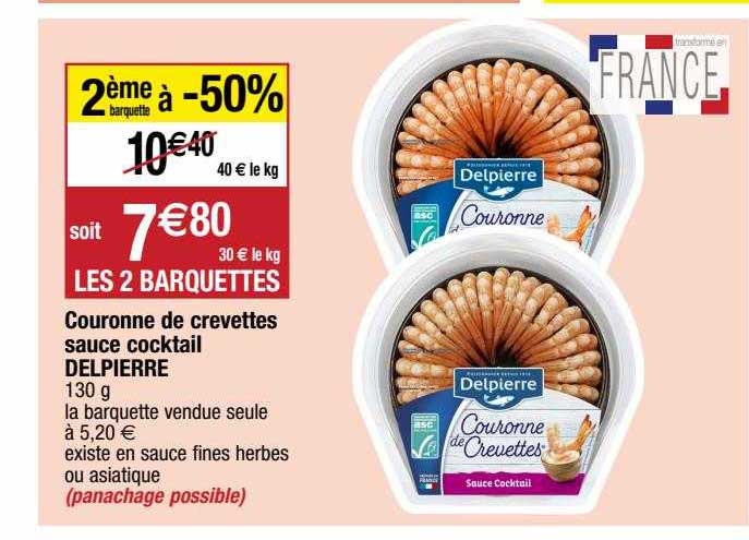 Promo Couronne De Crevettes Sauce Cocktail Delpierre chez Migros France ...