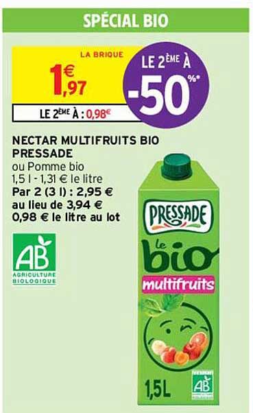 Promo Nectar Multifruits Bio Pressade chez Intermarché Contact ...