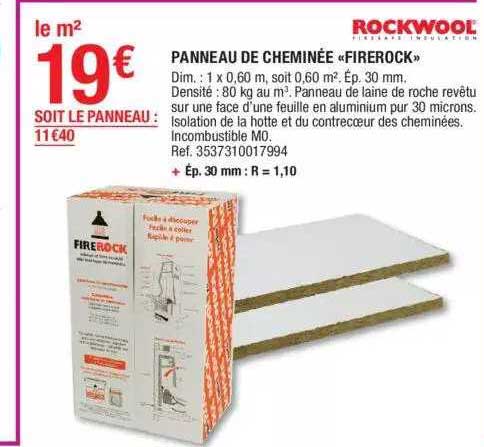 Promo Panneau De Cheminée «firerock» Rockwool chez Brico Dépôt ...