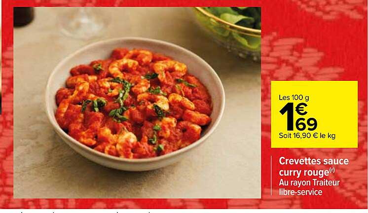Promo Crevettes Sauce Curry Rouge chez Carrefour - iCatalogue.fr