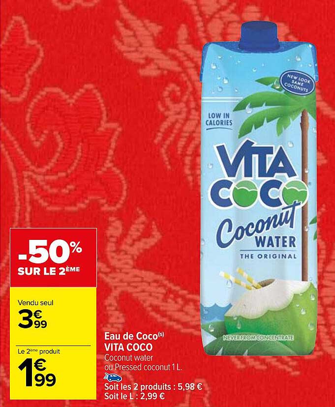 Promo Eau De Coco Vita Coco chez Carrefour - iCatalogue.fr