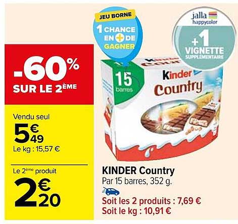 Promo Kinder Country chez Carrefour - iCatalogue.fr