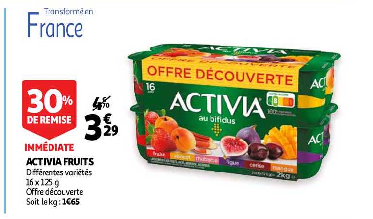 Promo Activia Fruits 30% De Remise Immédiate chez Auchan - iCatalogue.fr