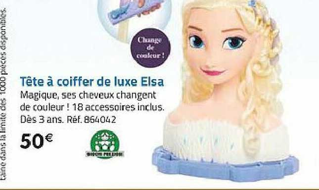 Promo Tête à Coiffer De Luxe Elsa chez La Grande Récré - iCatalogue.fr