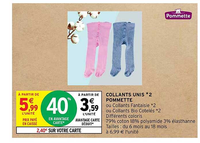 Promo Collants Unis *2 Pommette chez Intermarché Hyper - iCatalogue.fr