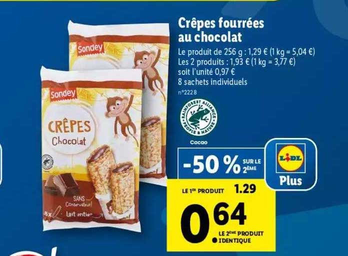 Promo Crêpes Fourrées Au Chocolat Sondey chez Lidl - iCatalogue.fr