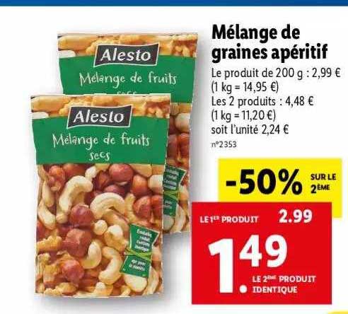 Promo Mélange De Graines Apéritif Alesto chez Lidl - iCatalogue.fr