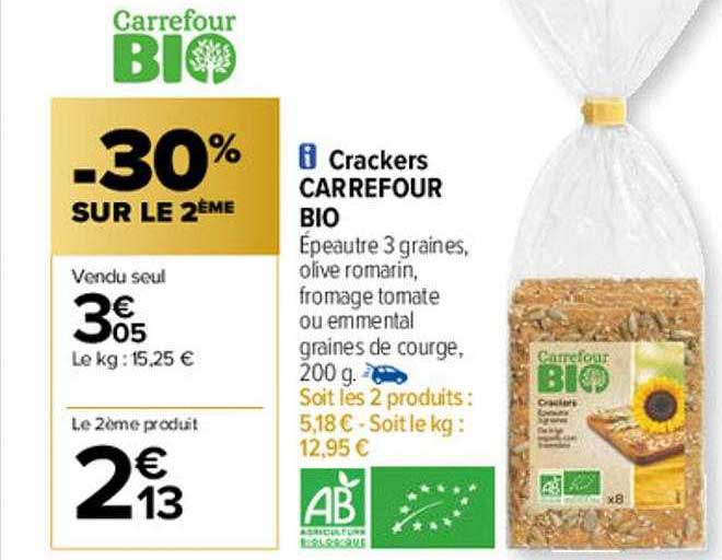 Promo Crackers Carrefour Bio chez Carrefour - iCatalogue.fr