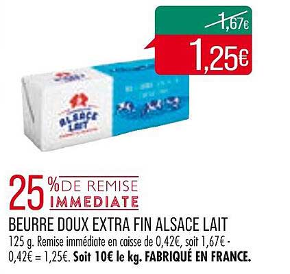 Promo Beurre Doux Extra Fin Alsace Lait chez Match - iCatalogue.fr